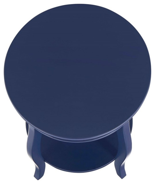 Linon Wren Wood Accent Side Table with Tapered Legs and Shelf in Navy ...