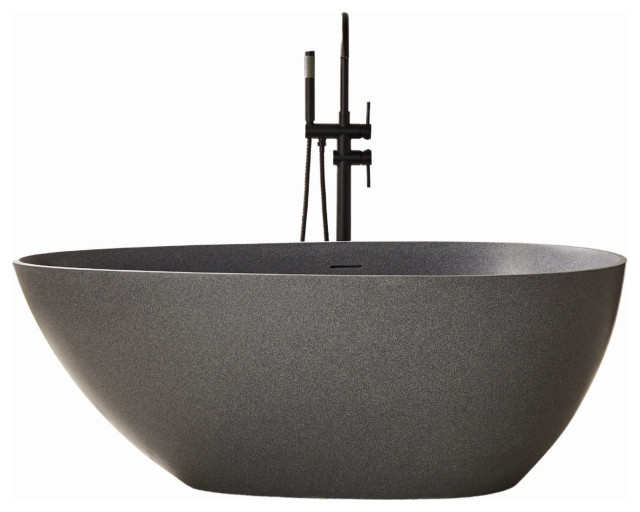 Vanity Art Freestanding Soaking Stone Resin Bathtub, Small ...