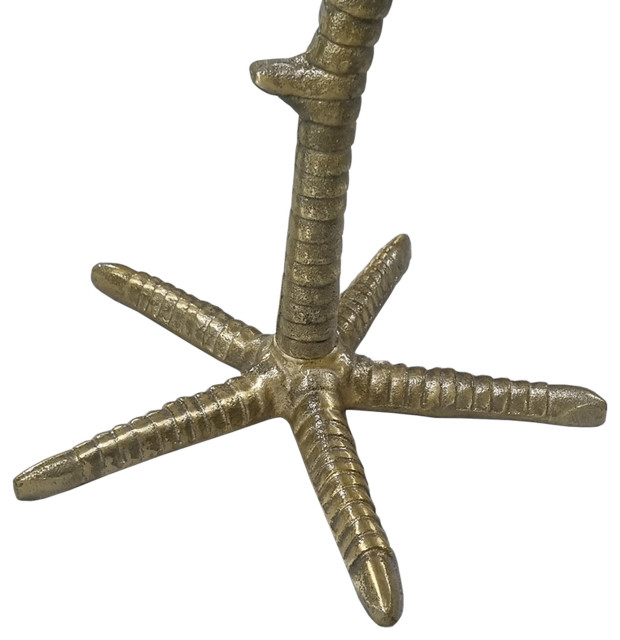 19" Side Table Antique Brass Aluminum Cast Round Top Textured Crane Leg ...