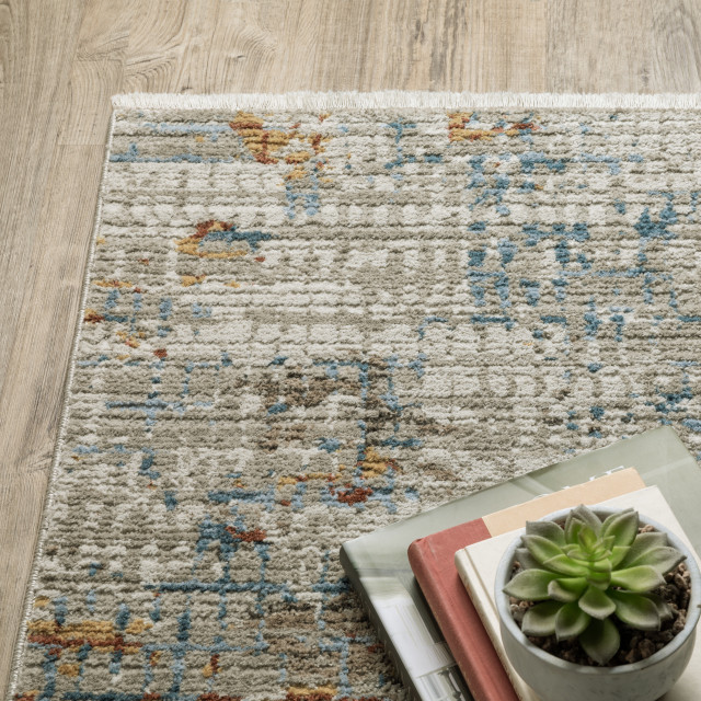 Bauer 005E2 Beige/Multi Rug, Rectangle 3'10"x5'5" - Contemporary - Area ...