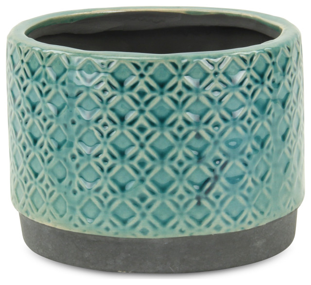 Zajedani Turquoise Wide Lattice Pot - Contemporary - Indoor Pots And ...