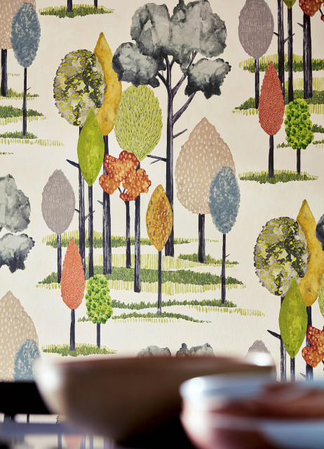 Cypress Olive Tall Trees Wallpaper, Swatch - Contemporary - Wallpaper ...