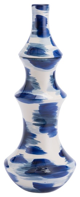 Modern Contemporary Decorative Vase Bottle Jar Decor, Blue White ...