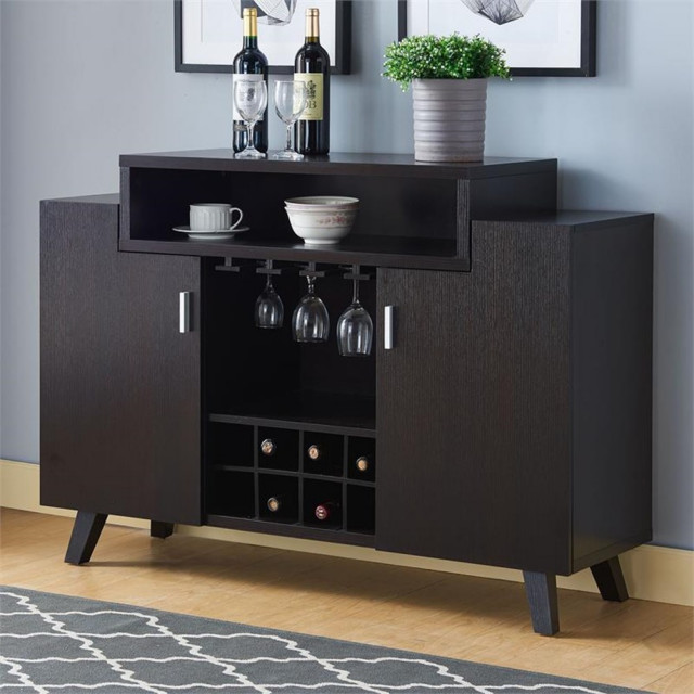 Bowery Hill Mid-century Wood Wine Storage Buffet in Cappuccino ...
