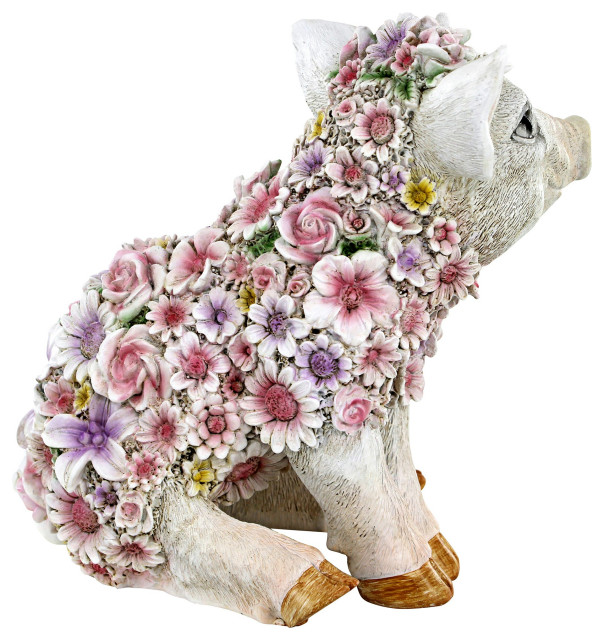 Flower Power Pig Statue - Farmhouse - Garden Statues And Yard Art - by ...
