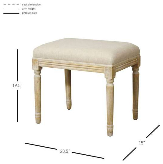 Madeline Stool, Flax - French Country - Vanity Stools And Benches - by ...