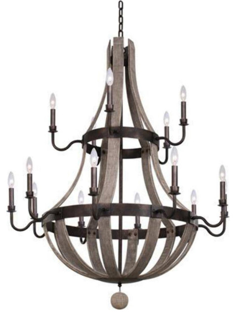 Kalco Harper (10+5) Light 2 Tier Chandelier - Farmhouse - Chandeliers ...