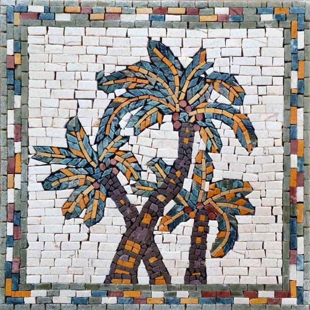 Mosaic Designs, Desert Palm, 15" x 15" - Tropical - Tile Murals - by ...