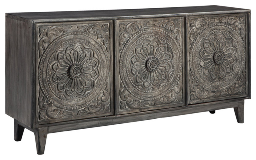 Unique Console Table, Hardwood Frame With Medallion Carved Doors ...