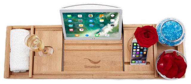 63" Streamline N342GLD-WH Soaking Clawfoot Tub and Tray With External ...