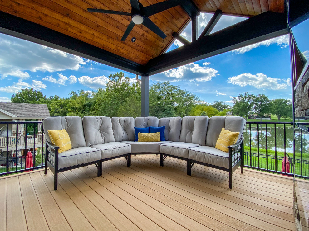 Covered Deck with a Fireplace Wall and Bar Area - Deck - St Louis - by ...