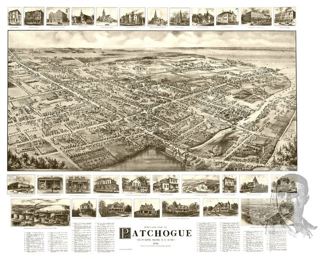Old Map of Patchogue New York 1905, Vintage Map Art Print, 18"x24 ...