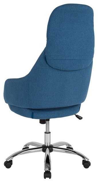 Marbella Home And Office Upholstered High Back Chair In Blue Fabric, 27 ...