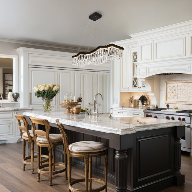 LNC Thelonious 1-Light 33.5" Modern Rectangle LED Kitchen Island Light ...