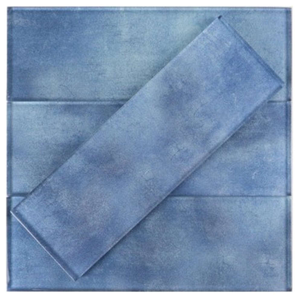 Medium Blue Glass Subway Tile, Sample - Contemporary - Wall And Floor ...