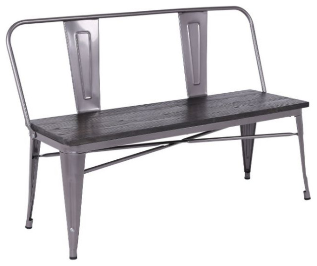 Tolix Bench With Wood Seat - Industrial - Dining Benches - by ...