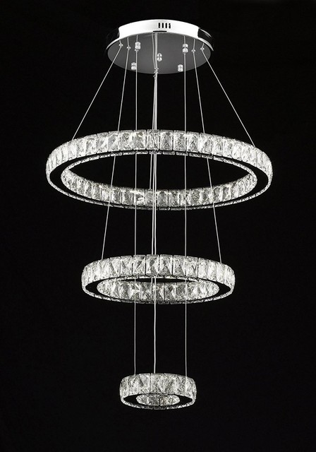 Crystal Elipse 3 Ring Chandelier LED Modern/Contemporary - Contemporary ...
