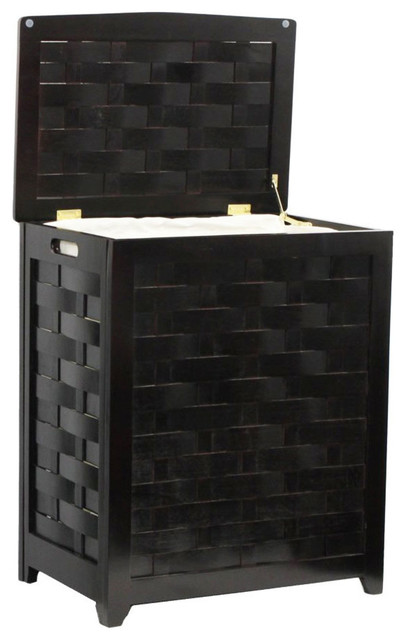 Oceanstar Rectangular Veneer Wood Laundry Hamper with Interior Bag ...