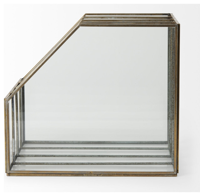 Modern Rustic Gold Metal and Glass File Holder - Contemporary - Desk ...