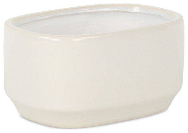 Curved Ceramic Pot - Small - Off White - Transitional - Indoor Pots And ...