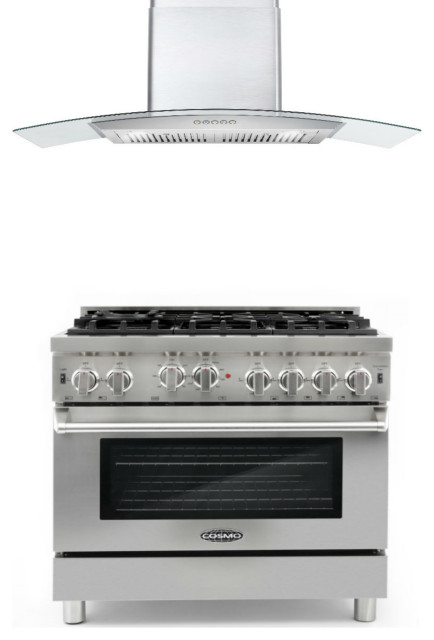 36" 4.5 Cu. Ft. Gas Range With 36" Ducted Wall Mount Range Hood ...
