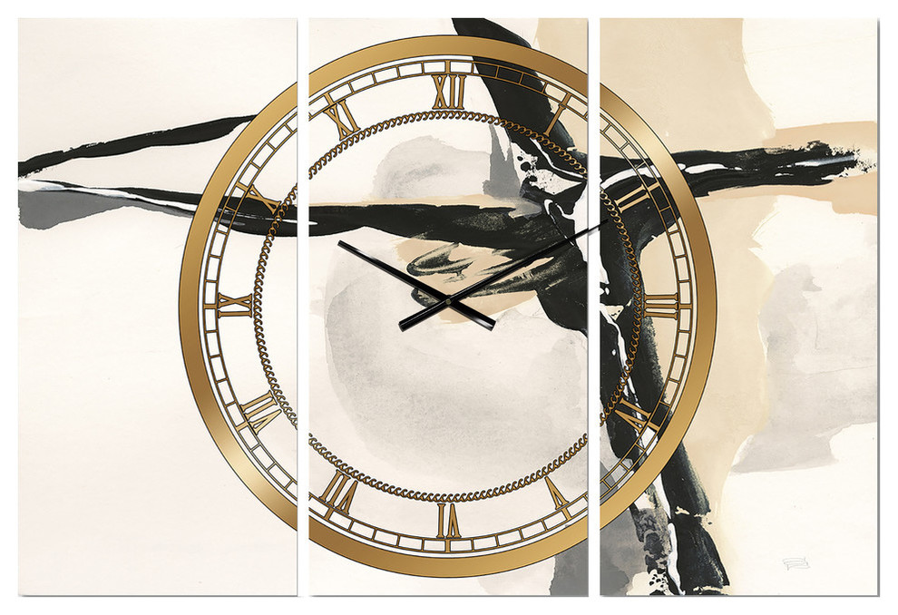 Creamy Tan Form I Glam 3 Panels Metal Clock - Contemporary - Wall ...