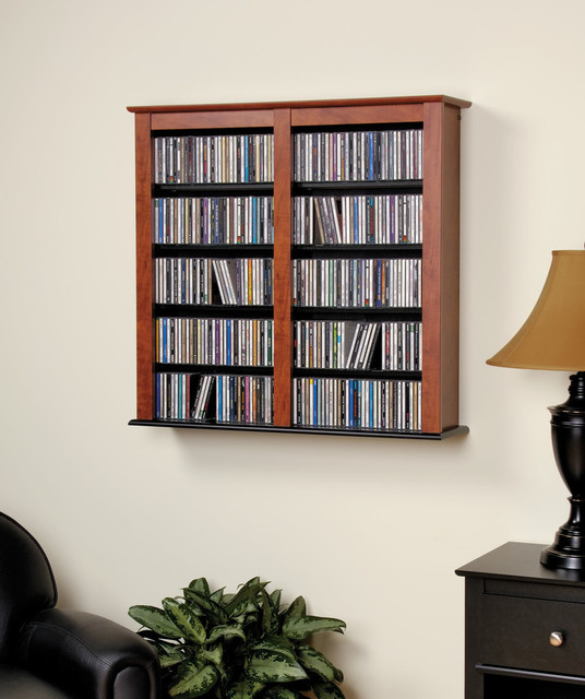 Prepac Double Floating Media Wall Storage in Black - Transitional ...