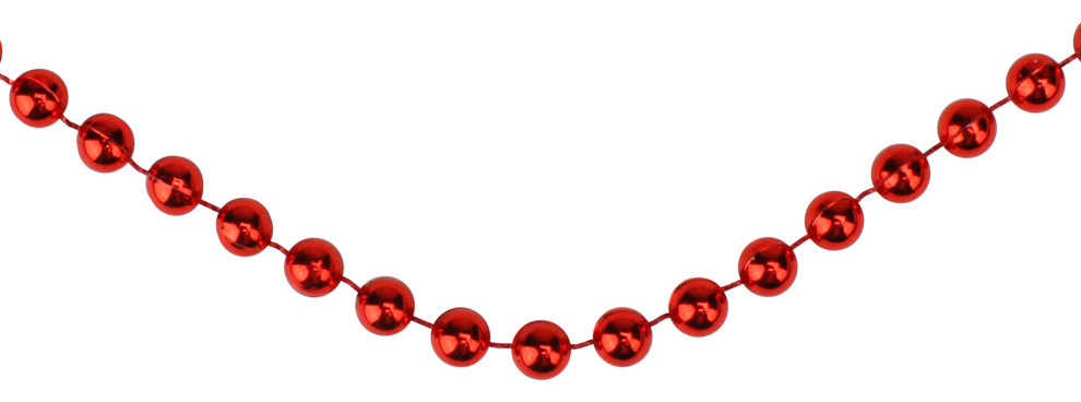 Traditional Shiny Metallic Crimson Red Beaded Christmas Garland 15' x ...