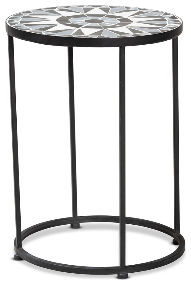 Modern and Contemporary Multi-colored Glass Black Metal Outdoor Side ...