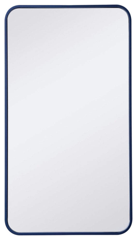 Soft Corner Metal Rectangular Mirror 20X36", Blue - Contemporary ...