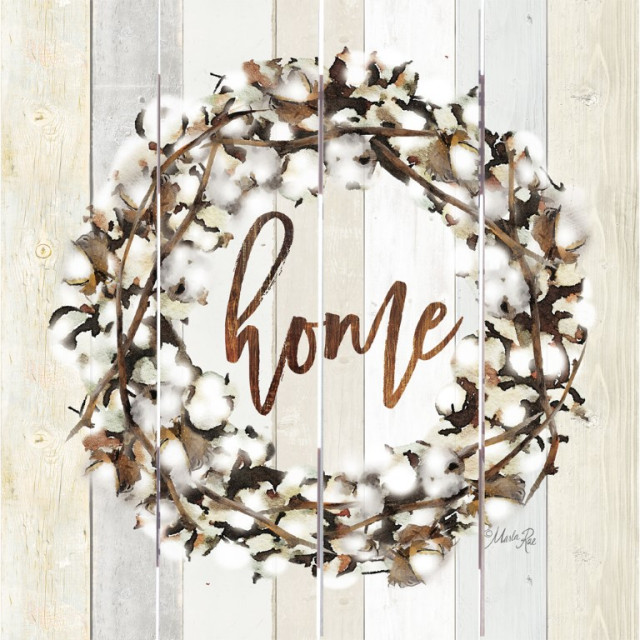 Home Cotton Wreath Pallet Art - Farmhouse - Prints And Posters - by ...
