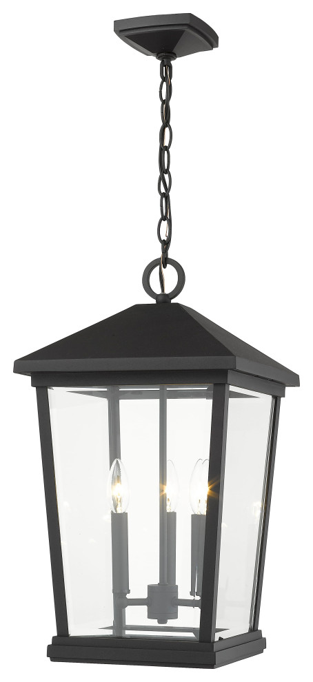 Beacon 3-Light Outdoor Chain Mount Ceiling Fixture Light In Black ...