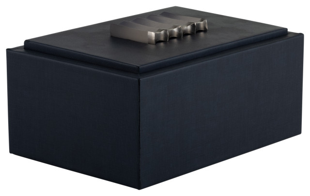 10X8", Wood-Leather Box, Blue/Ombre, 10x8x6 inches - Contemporary ...