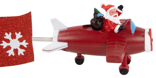 21" Animated Santa Plane with LED Lighted Christmas Star Tree Topper ...