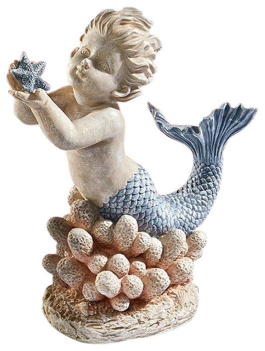 Design Toscano Little Boy Mermaid Swimming Statue - Beach Style ...
