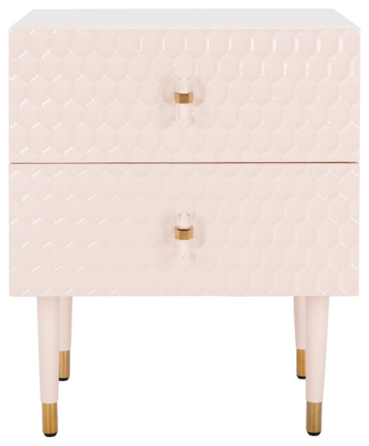 Beonica 2 Drawer Side Table Light Pink / Gold - Midcentury - Side ...