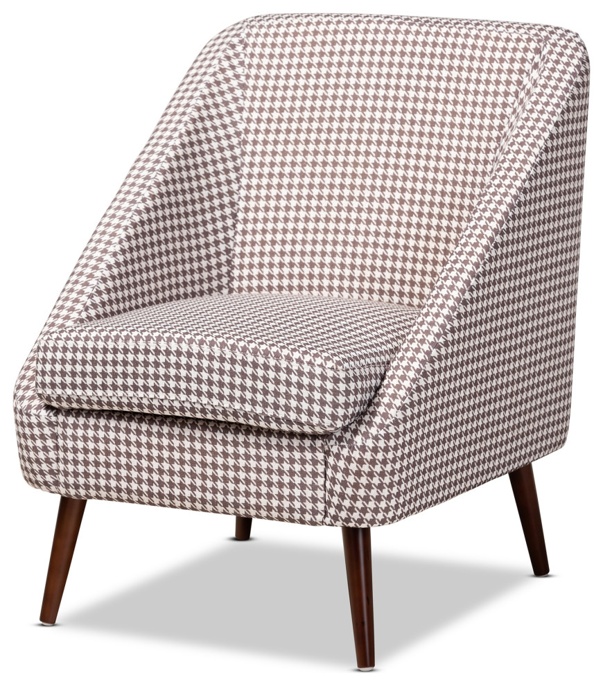 Gwyneth Contemporary Houndstooth Accent Chair, Brown and White ...