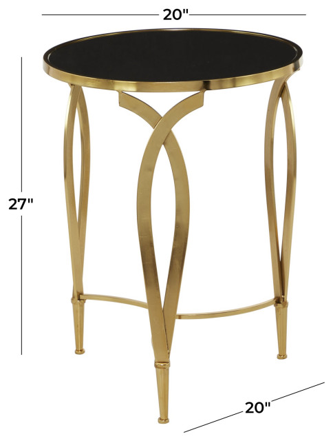 Minimalistic End Table, Curved Accented Golden Legs With Round Black ...