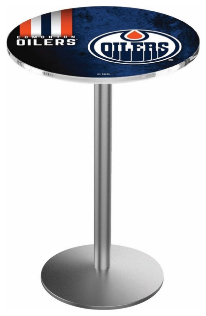 Holland L214 03 Edmonton Oilers 36x28" Pub Table - Stainless ...