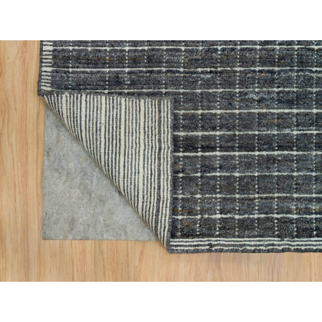 Gray Modern Box Design Plain Decor All Wool Loomed Knotted Rug 8' x 9 ...