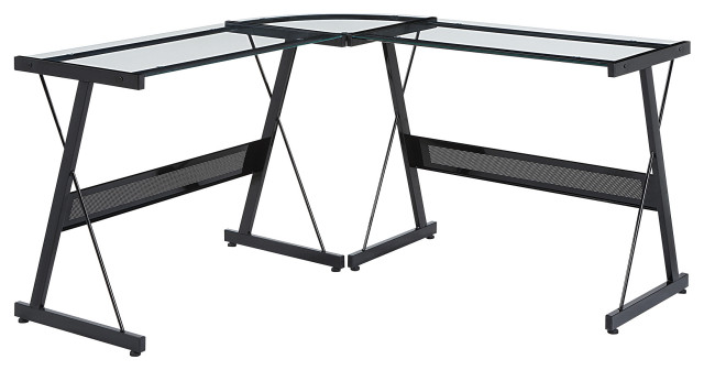 Prime Glass & Metal L-Shape Desk - Contemporary - Desks And Hutches ...