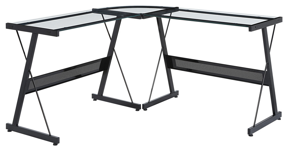 Prime Glass & Metal L-Shape Desk - Contemporary - Desks And Hutches ...