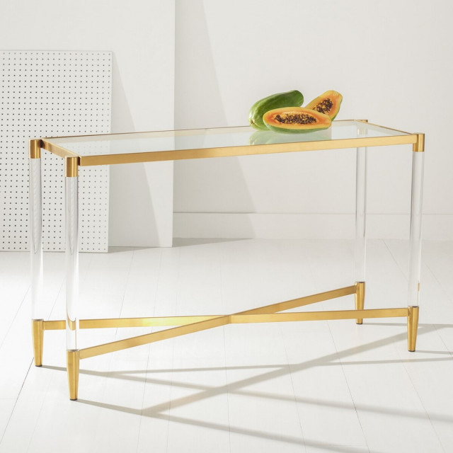 Safavieh Couture Kyla Acrylic Console Table Gold, #N/A - Midcentury - Console Tables - by ...