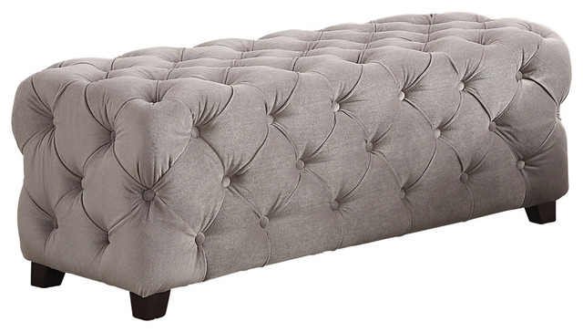 Button Tufted Velvet Ottoman Transitional Upholstered Benches By