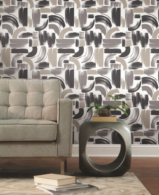 Modern Brushstrokes Peel & Stick Wallpaper - Contemporary - Wallpaper ...