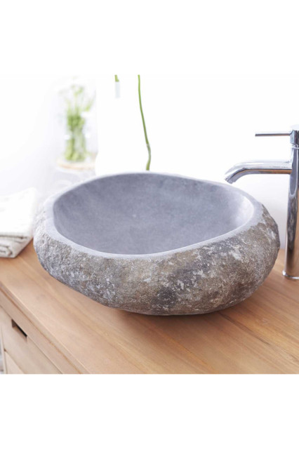 Gray Stone Bathroom Sink | Tikamoon Galet Nobu - Contemporary ...