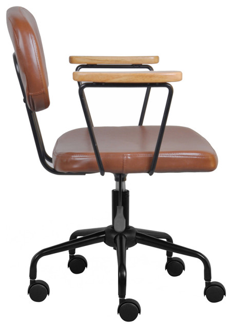 Faux Brown Vegan Leather Office Task Computer Chair - Industrial ...