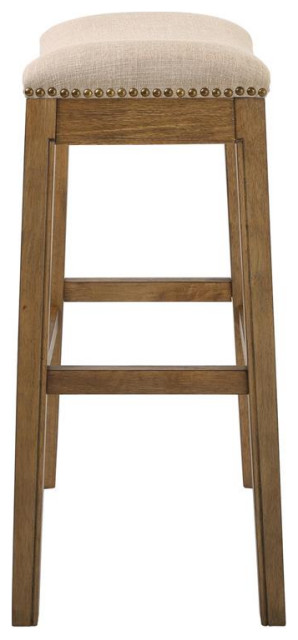 New Ridge Home Goods 31" Saddle Style Wood Bar Height Stool in Natural ...