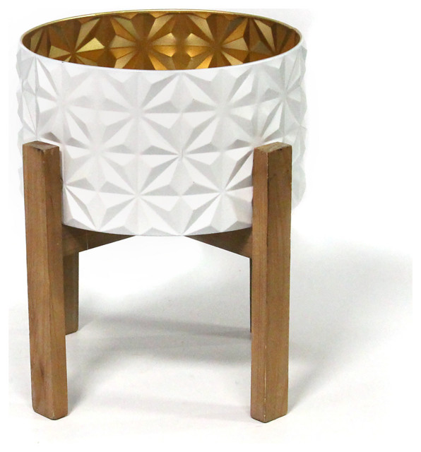 HomeRoots Boho Chic Planter and Stand - Transitional - Indoor Pots And ...