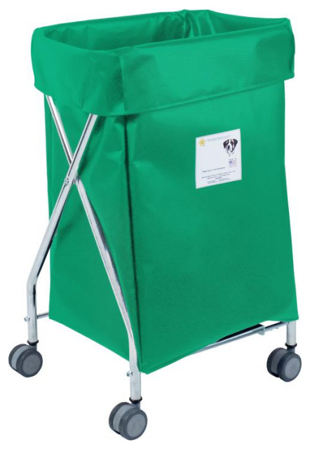 Wide Collapsible Hamper with Forest Green Vinyl Bag - Contemporary ...